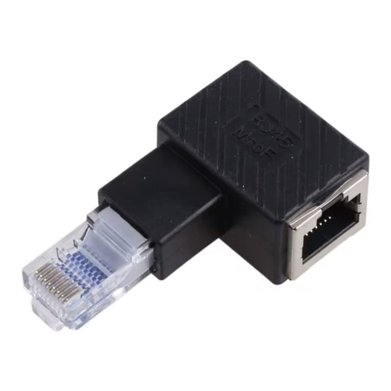 Adaptador RJ45 macho a hembra tipo L 90 grados - Max Center